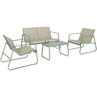 Sweeek Gartenset aus Metall und Textilene f&uuml;r 4 Personen