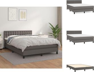 vidaXL Boxspringbett mit Matratze Grau 140x190 cm Kunstleder - Boxspringbett - Betten - Doppelbett - Kunstlederbett - Graues Bett