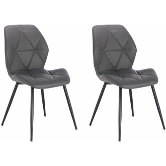 SVITA Jamie lot de 2 chaises de salle &agrave; manger chaises rembourr&eacute;es sans accoudoirs simili cuir gris - Svita