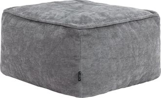 Icon Brand Amara Hocker, Grau, Flauschiger Chenille Stoff, Klein Sitzsack, Sitzpuff Hocker mit Füllung, Fußhocker für das Wohnzimmer, Deko Wohnzimmer