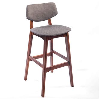 Generic 25/29 Zoll Barhocker mit Fu&szlig;st&uuml;tze und Gebogener Sitzfl&auml;che f&uuml;r K&uuml;che, Kneipe, Caf&eacute; | Maximale Belastbarkeit: 200 Kg | Braune Holzbeine