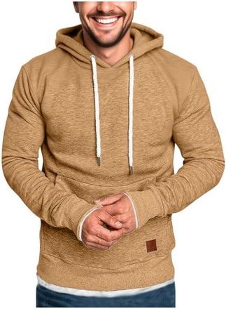 Generic Sweat &agrave; capuche pour homme - Manches longues - En polaire - D&eacute;contract&eacute; - Couleur unie - Coupe droite - Confortable - Sweat &agrave; capuche ample - Printemp