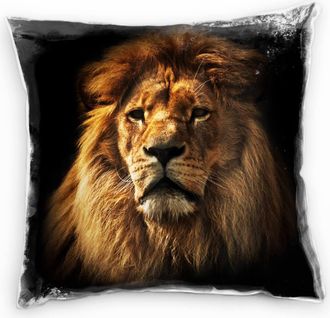 Paul Sinus Art Tiere, braun, schwarz, Löwe, Portrait, Afrika Deko Kissen 40x40cm für Couch Sofa Lounge Zierkissen - Dekoration zum Wohlfühlen