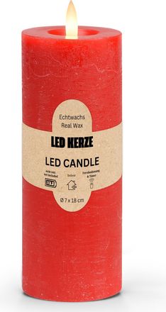 Matches 21 LED Stumpenkerze aus Echtwachs mit Timerfunktion & Fernbedienung - Kerze realistisch flackernde Flamme warmwei&szlig; &Oslash; 7 x 18 cm - Elektrische Wachskerze i