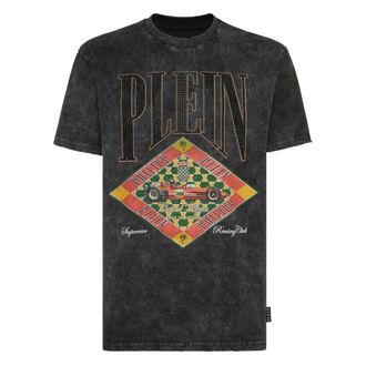 Philipp Plein Homme, Tops, Noir, Taille: 4XL T-Shirt Col Rond D Azur