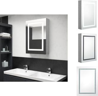 vidaXL LED-Bad-Spiegelschrank Betongrau 50x13x70 cm - LED-Spiegelschrank - Badezimmerspiegel - Betonlook - Wandmontage - Beleuchtung