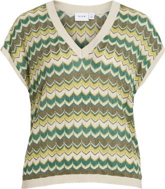 Vila Viember New V-Neck S/S Glitter Knit Top