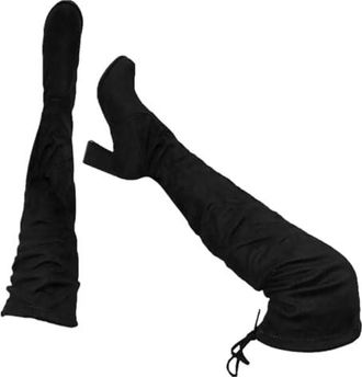 Generic Bottes hautes serr&eacute;es &agrave; plateforme pour femme, bottes au-dessus du genou pour femme, bout pointu au-dessus du genou, talon mi-&eacute;pais, extensibles, anti