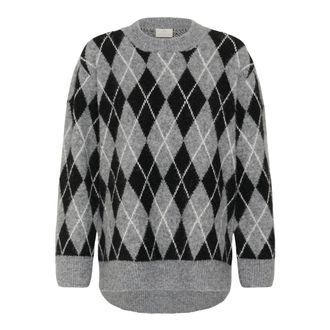 Kaffe KAgrith Argyle Pullover - - Knitwear - Damen - Grau - S