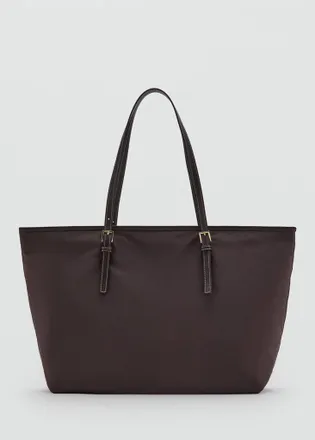 Mango Sac cabas d&eacute;tail boucles chocolat - Femme - Taille unique - MANGO