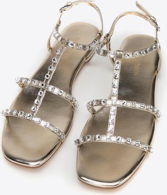 Wittchen Damen-Ledersandalen mit Kristallen, Gold, Naturleder