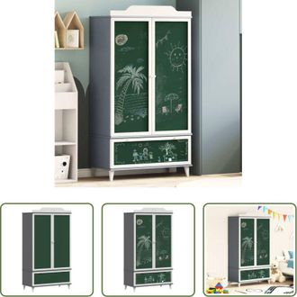 vidaXL vidaXL Stauraum - Kreidetafel Kleiderschrank ROROS Grau und Wei&szlig; 90 x 45 x 165 cm
