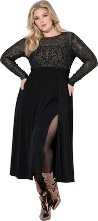 Miamoda Damen gro&szlig;e Gr&ouml;&szlig;en &Uuml;bergr&ouml;&szlig;en Plus Size Abendkleid, Oberteil aus Spitze, weiter Jerseyrock schwarz 52 847440100-52