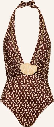 Maryan Mehlhorn Maryan Mehlhorn Neckholder-Badeanzug Terrae Mit Glitzergarn braun