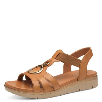 Jana Damen Sandalen flach zum Schlupfen Vegan, Braun (Tan), 38 EU