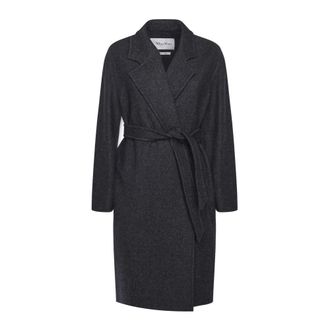 Max Mara Blauer Wollmantel mit G&uuml;rtelverschluss - - Coats - Damen - Blau - S