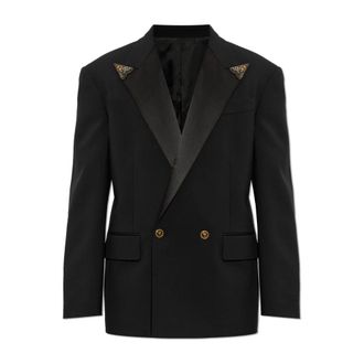 Versace Homme, Vestes, Noir, Taille: M Blazer en laine avec ornements cousus