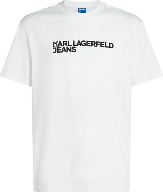 Karl Lagerfeld Karl Lagerfeld Jeans, Herren, Regular Kurzarm Essential Logo T-Shirt, Normale Passform, Weiss, XS