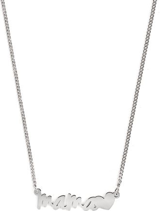 Singularu Mama Heart Halskette. Sterlingsilber mit Rhodium-Beschichtung. Schmuck f&uuml;r Damen