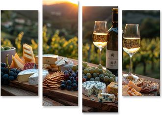 Islandburner Bild auf Leinwand Auswahl für Verkostung von handem Käse und Wein Bilder Wandbilder Poster