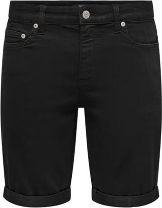 Only & Sons Onsply Jog Blk 0280 PIM DNM Shorts Noos, Jean Noir, XL Hommes