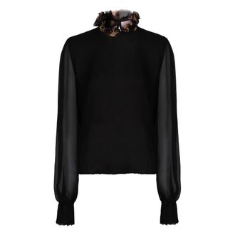 Pucci Bluse mit R&uuml;schen und Ballon&auml;rmeln - - Blouses & Shirts - Damen - Schwarzk - L