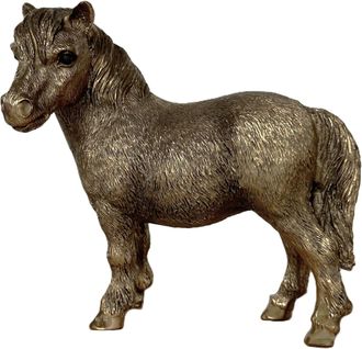 Leonardo LEONARDO Shetland-Pony-Figur, Bronze-Effekt, bronzefarbene Reflections-Serie, goldfarbene Geschenkbox