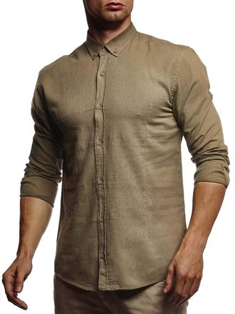 LEIF NELSON Leinenhemd Herren Kurzarm | Slim Fit Kurzarm Hemd Herren Stehkragen & Trachtenhemd Herren | Freizeithemden f&uuml;r Herren |Hemd Herren f&uuml;r Freizeit | Hemd