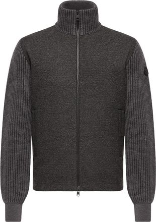 Moncler Moncler Wool & Cashmere Blend Zip-up Padded Cardigan, Men, Gray, Size: 3xl