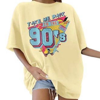 Generic Tee Shirt Oversize Femme Manches Courtes- Top Ete Imprim&eacute; 90S De Lettres D&eacute;contract&eacute; Ample Comfortable Haut Classiques Tendance Streetwear Simple De T