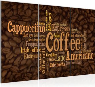 Runa Art Wandbilder K&uuml;che Kaffee Bild XXL Esszimmer K&uuml;chenbilder Braun Mit Aufschrift 120 x 80 cm 3 Teilig 036731a