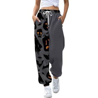 Generic Pantalon long d&eacute;contract&eacute; pour femme - Taille &eacute;lastique - Dos - Imprim&eacute; d&eacute;contract&eacute;, gris, 3XL