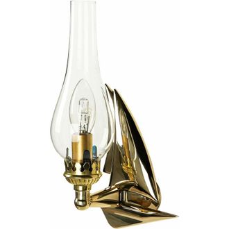 Licht-Erlebnisse Maritime Wandlampe Messing Glas Bad Flur dekorativ E14