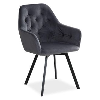 Homestyle4u 2224, Polstersessel drehbar Sessel Stoff Wohnzimmer Stuhl Polsterstuhl mit Armlehne Grau Samt Esszimmerstuhl