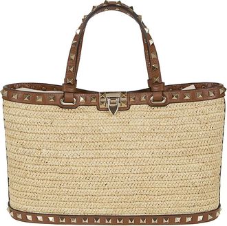 Valentino Garavani Femme, Sacs, Beige, Taille: ONE Size Small Rockstud Tote