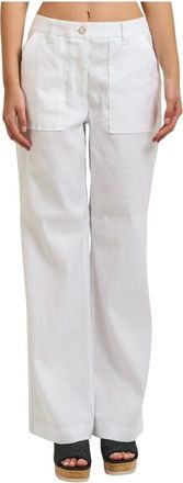 Guess Femme, Pantalons, Blanc, Taille: 40 FR Pantalon de charpentier en m&eacute;lange de lin