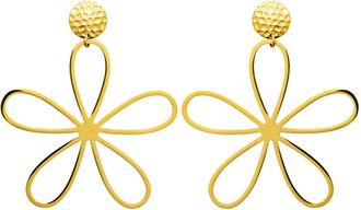 Brillaxis Boucles doreilles fleur acier dor&eacute;