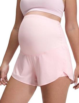 CRZ YOGA Femmes 2 en 1 Maternit&eacute; Entra&icirc;nement Shorts sur Ventre S&eacute;parer Short avec Poche 7.6 cm Rose Fraise 40