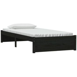 vidaXL Cadre de lit sans matelas noir bois massif 90x190 cm Vidaxl