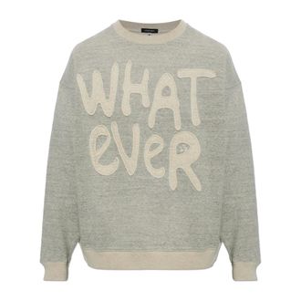 R13 SweaT-shirt en coton &agrave; col rond - Femme - Sweatshirts et sweats &agrave; capuche - Gris - Taille: 36 FR