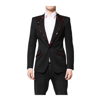 Dolce & Gabbana Sicilia Kristallbesetzter Blazer - - Jackets - Herren - Schwarzk - S