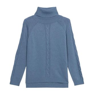 Oltre Zopfmuster-Rollkragenpullover - - Knitwear - Damen - Blau - L