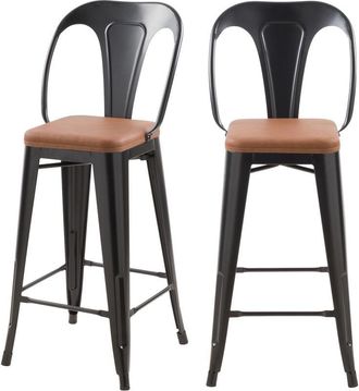 Rendez-Vous D&eacute;co Lot de 2 chaises pour &icirc;lot central 68 cm noires et marron - CHARLY