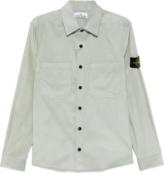 Stone Island Homme, Chemises, Vert, Taille: 3XL Cotton Micro-Corduroy Overshirt