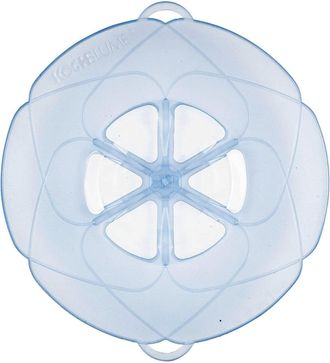 Kochblume das Original, Silikon Überkochschutz für Töpfe und Pfannen, Mikrowellen-Deckel, Spritzschutz und Dampfgar-Aufsatz | (eisblau, XL | Topfgröße 20-28cm)