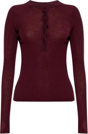 Chlo&eacute; Femme, Pulls, Rouge, Taille: 42 FR Henley Superfine Sweater