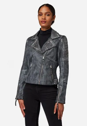 Ricano Lederjacke Studd Hochwertiges Lamm-Nappa-Leder