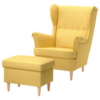 IKEA STRANDMON Ohrensessel mit Hocker