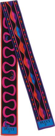 Emilio Pucci Onda and Nawaho Print Silk Scarf - Black