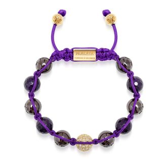 Nialaya Femme, Accessoires, Jaune, Taille: M Womens Beaded Bracelet with Faceted Amethyst, Burgundy Ceramic and Gold CZ